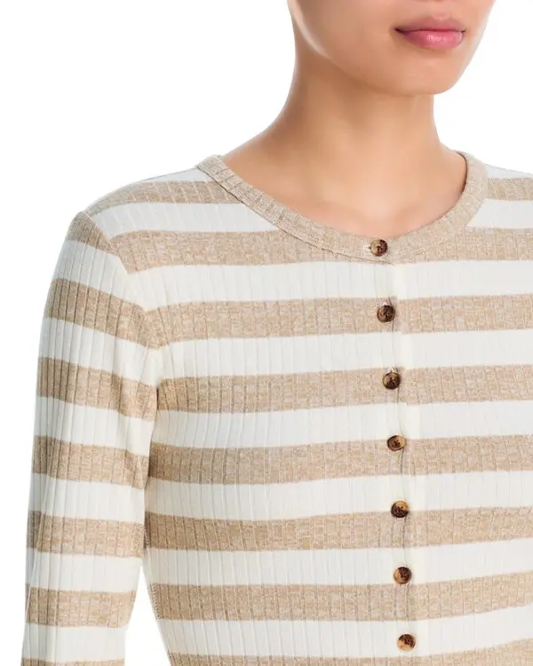Rag & Bone Knit Wide Rib Stripe Cardigan - Toffee