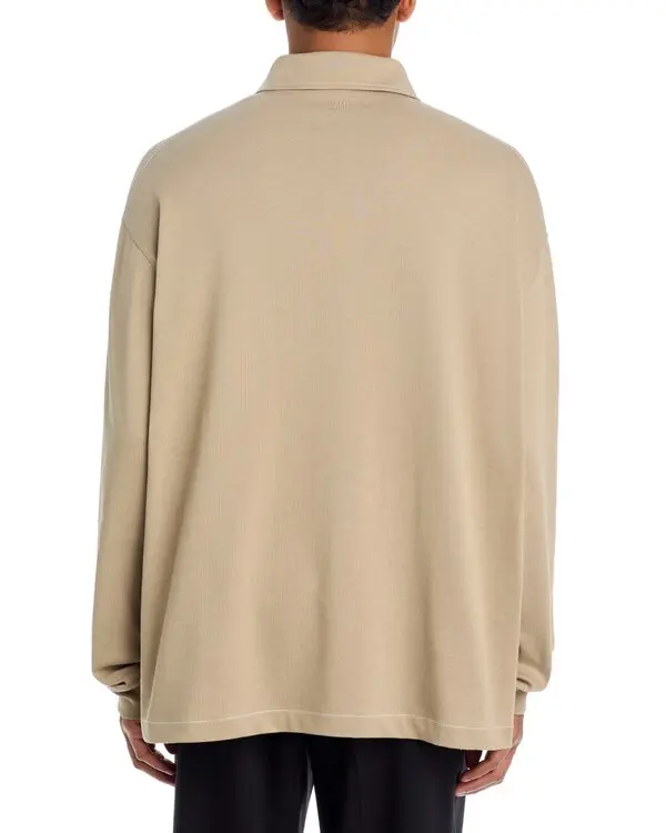AMI Paris Topstitched Long Sleeve Polo Shirt