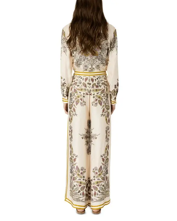 Gerard Darel Amanya Paisley Print Viscose Wide Leg Pants