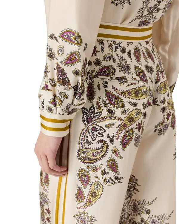 Gerard Darel Amanya Paisley Print Viscose Wide Leg Pants