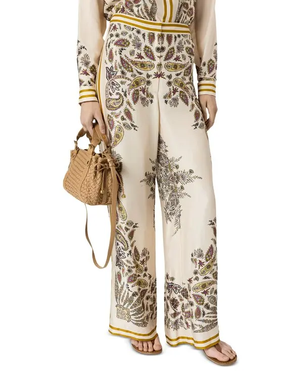 Gerard Darel Amanya Paisley Print Viscose Wide Leg Pants