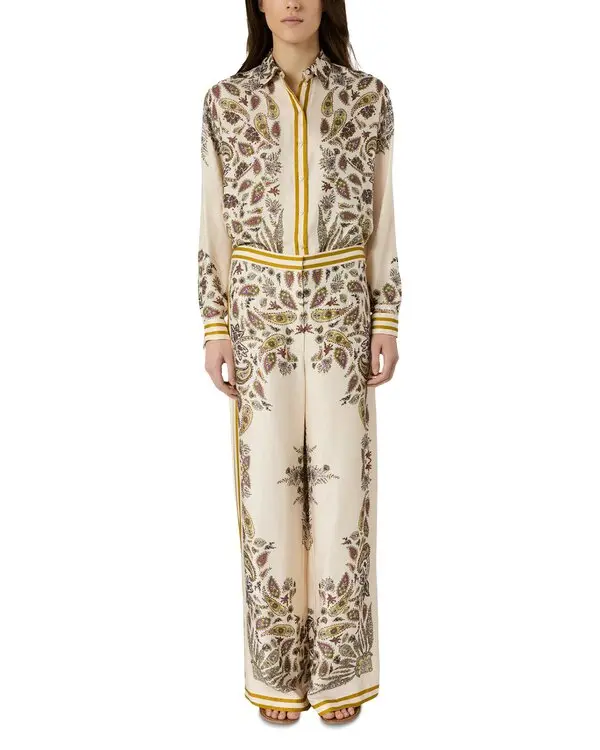 Gerard Darel Amanya Paisley Print Viscose Wide Leg Pants
