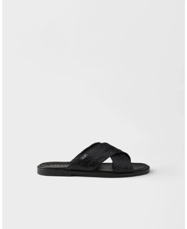 Prada Criss-cross Slides - Black