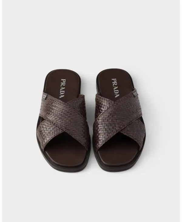Prada Crisscross Slides - Brown