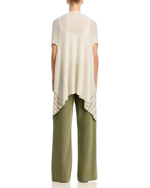 Majestic Filatures Linen Sleeveless Cardigan With Striped Detail