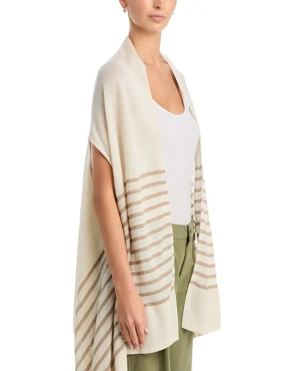 Majestic Filatures Linen Sleeveless Cardigan With Striped Detail