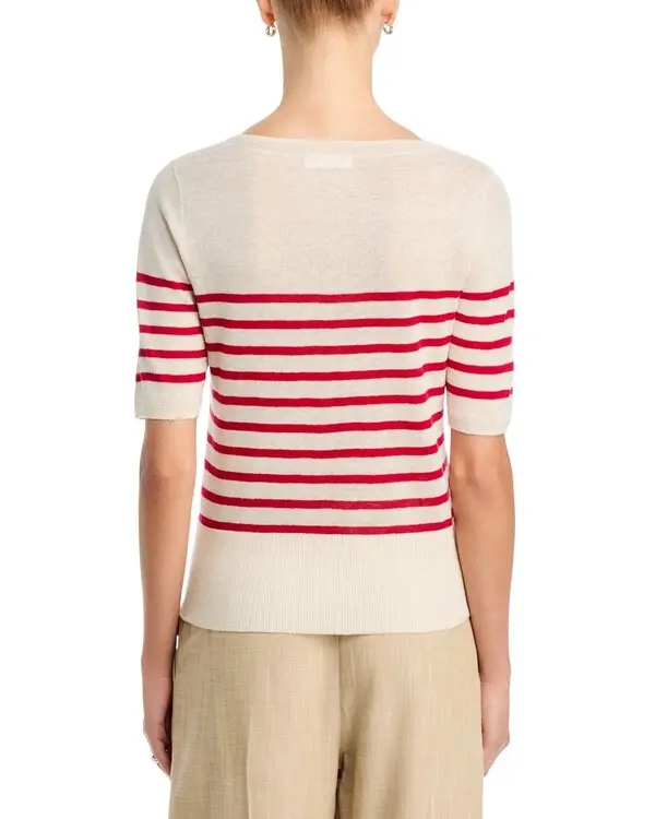 Majestic Filatures Striped Linen Boat Neck Top - Amore