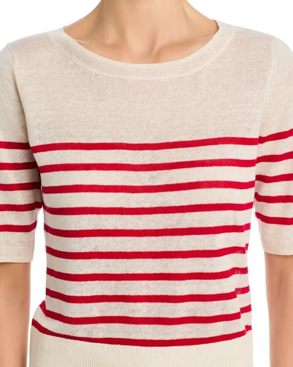 Majestic Filatures Striped Linen Boat Neck Top - Amore