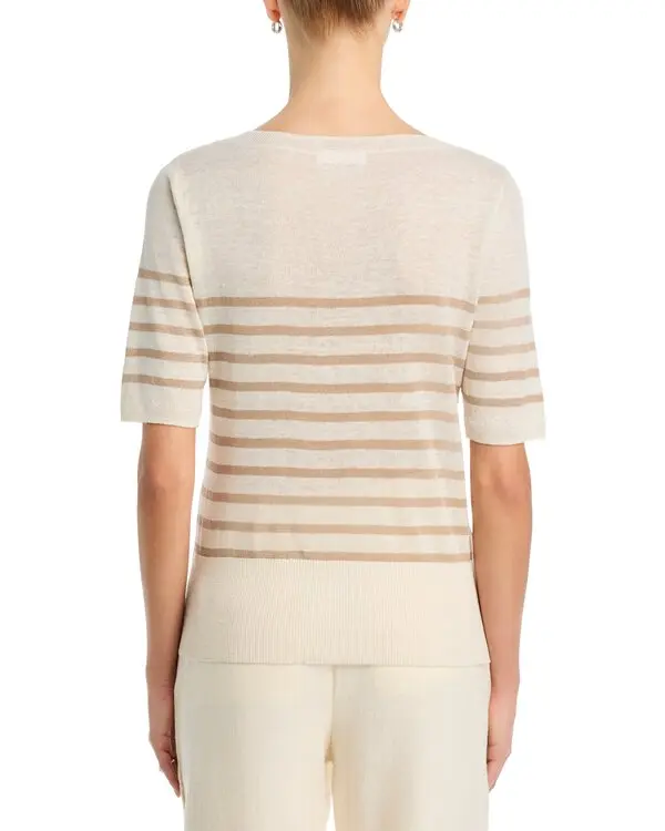 Majestic Filatures Striped Linen Boat Neck Top