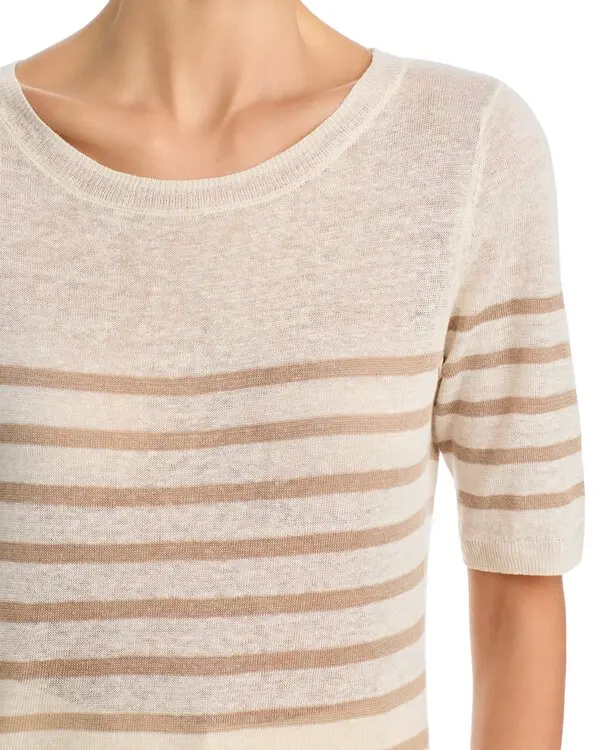 Majestic Filatures Striped Linen Boat Neck Top