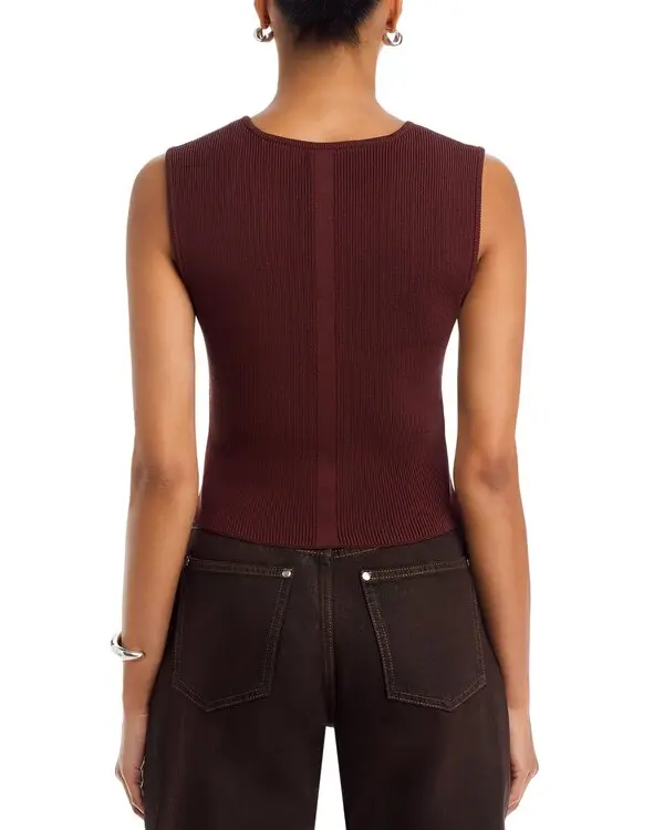 Aqua Shine Knit Button Tank - Rust