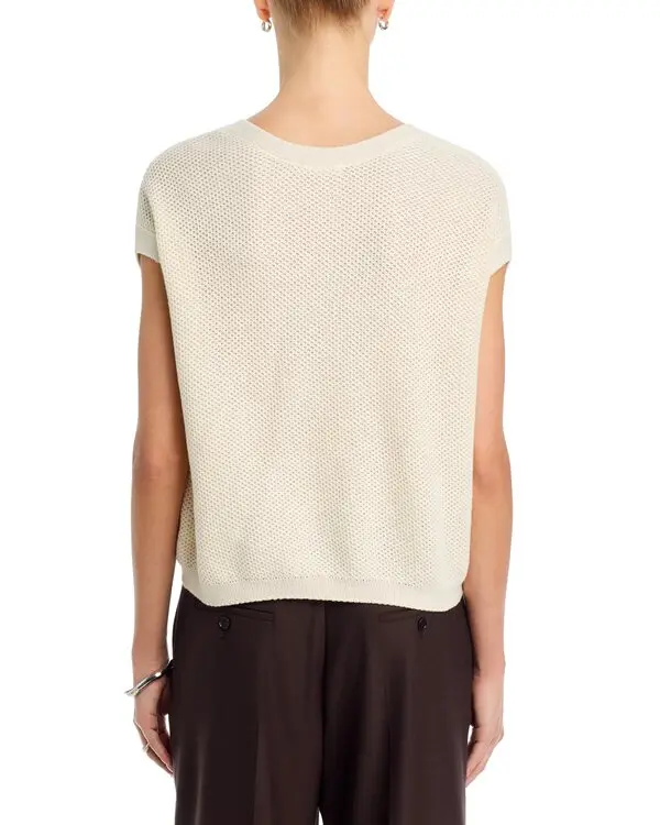 Majestic Filatures Open Knit Cap Sleeve Top