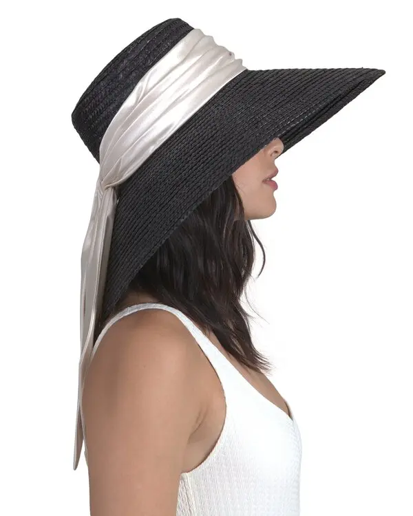Eugenia Kim Mirabel Wide Brim Straw Hat With Tie Detail - Black