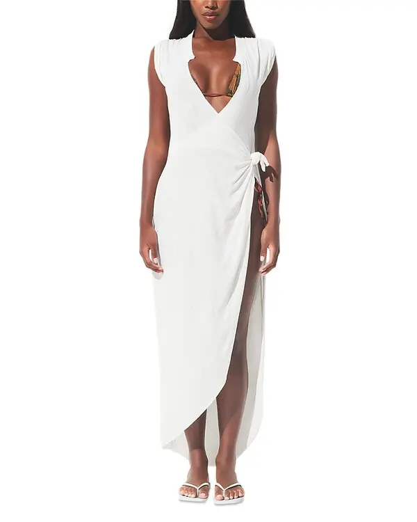 SKIMS Cotton Jersey Wrap Cover-up Maxi Dress - Egret