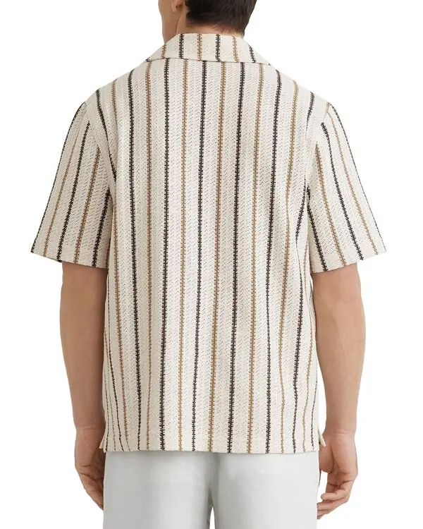 REISS Chatham Stripe Crochet Polo Shirt