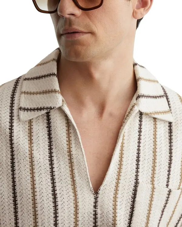 REISS Chatham Stripe Crochet Polo Shirt
