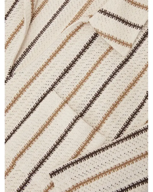 REISS Chatham Stripe Crochet Polo Shirt