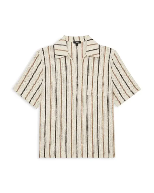 REISS Chatham Stripe Crochet Polo Shirt