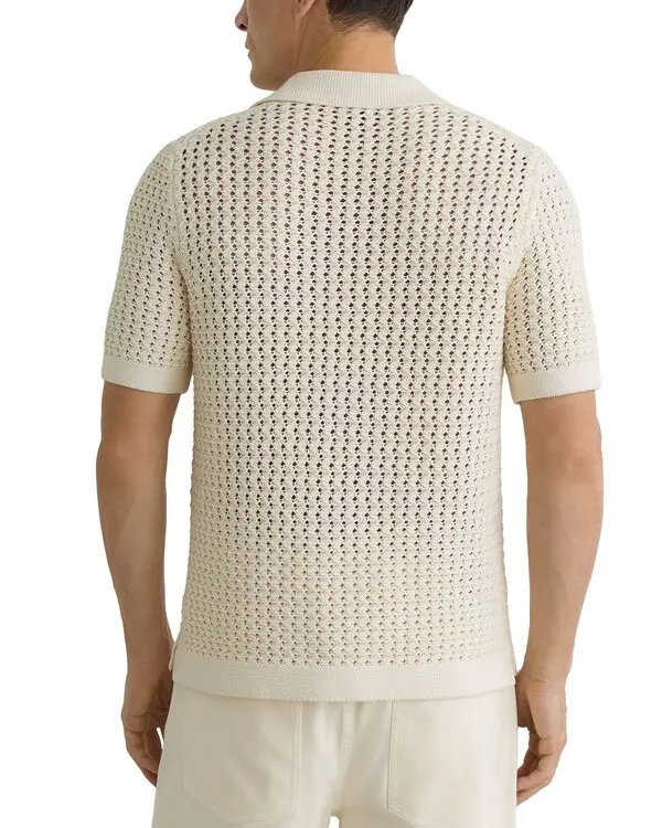 REISS Bronwyn Crochet Polo Shirt