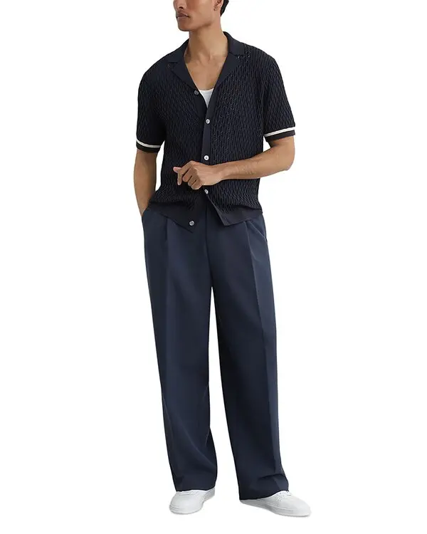 REISS Bilsby Knit Tape Shirt - Navy