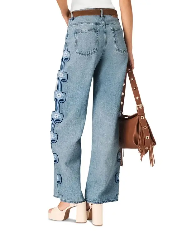 Maje Pintbrode Wide Leg Jeans