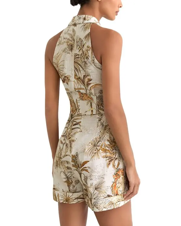 REISS Estelle Halter Neck Printed Romper