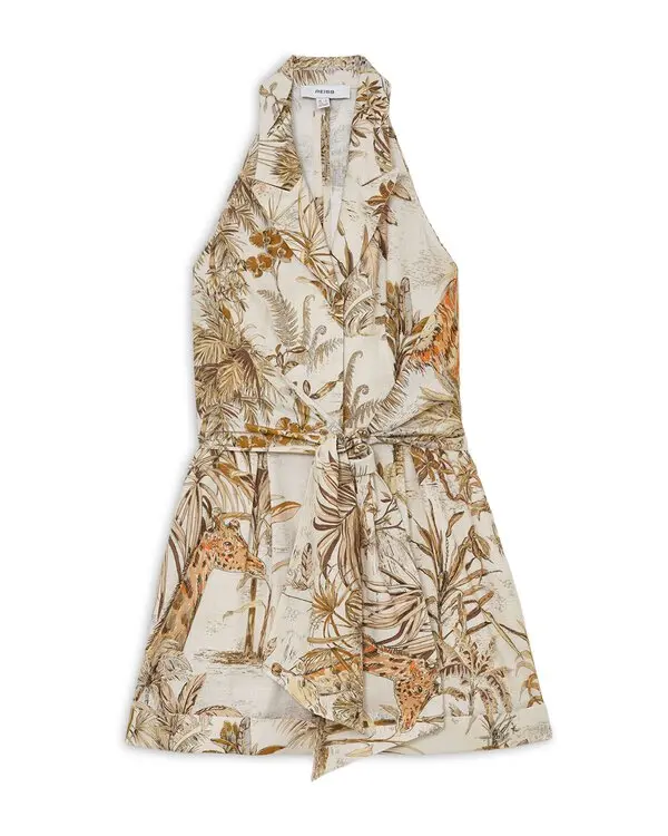 REISS Estelle Halter Neck Printed Romper