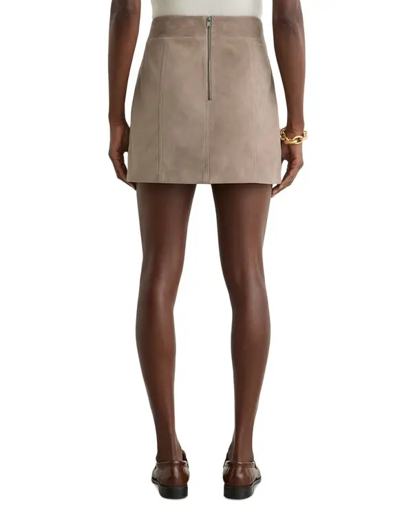 REISS Vida Suede Mini Skirt - Neutral