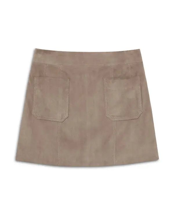 REISS Vida Suede Mini Skirt - Neutral