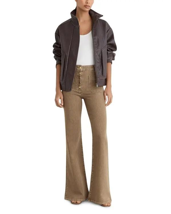 REISS Cali High Rise Flare Leg Jeans - Light Brown