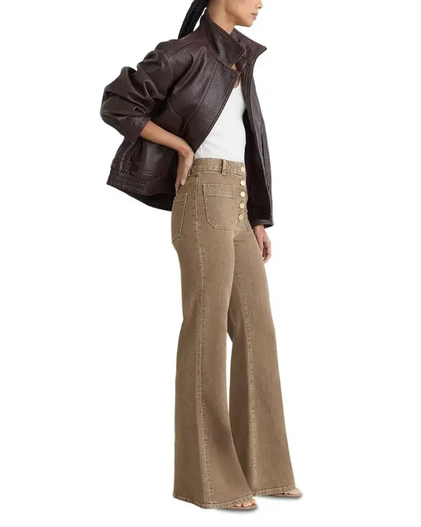 REISS Cali High Rise Flare Leg Jeans - Light Brown