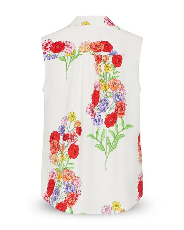 MILLY Josephine Floral Print Sleeveless Shirt