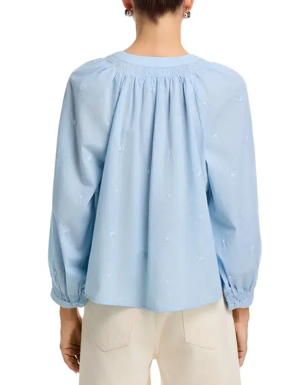 Velvet By Graham & Spencer Sylvie Peasant Top With Embroidered Detail