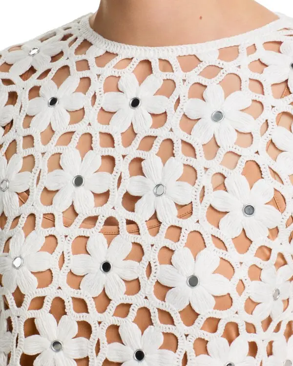 Michael Kors Faux Crochet Long Sleeve Top