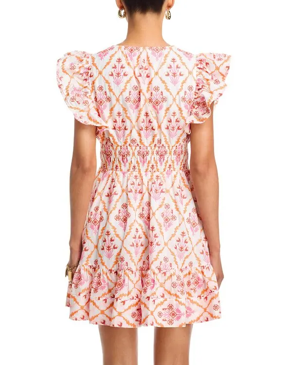 Aqua Embroidered Flutter Sleeve Mini Dress Exclusive