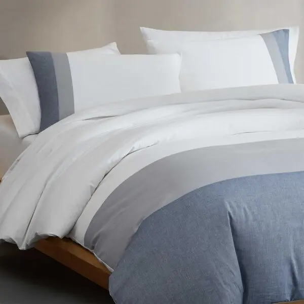 Calvin Klein Chambray Handkerchief Yarn Dyed Washed 3 Piece Comforter Set, Queen