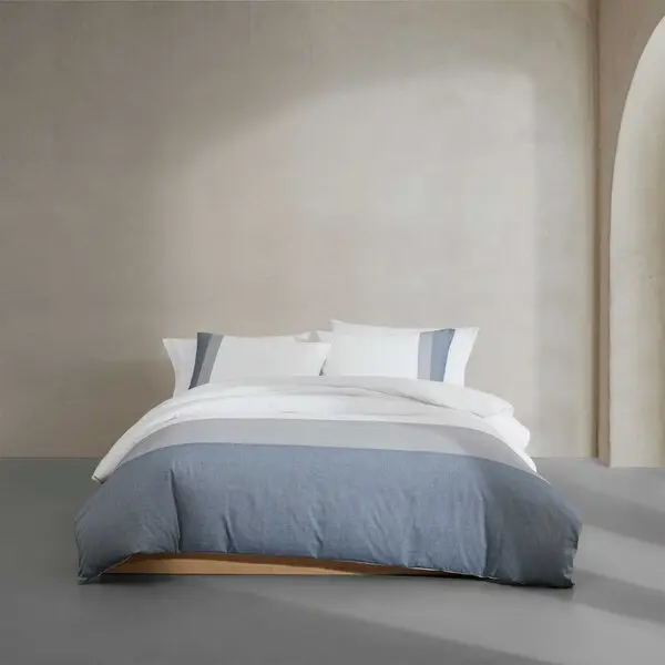 Calvin Klein Chambray Handkerchief Yarn Dyed Washed 3 Piece Comforter Set, Queen