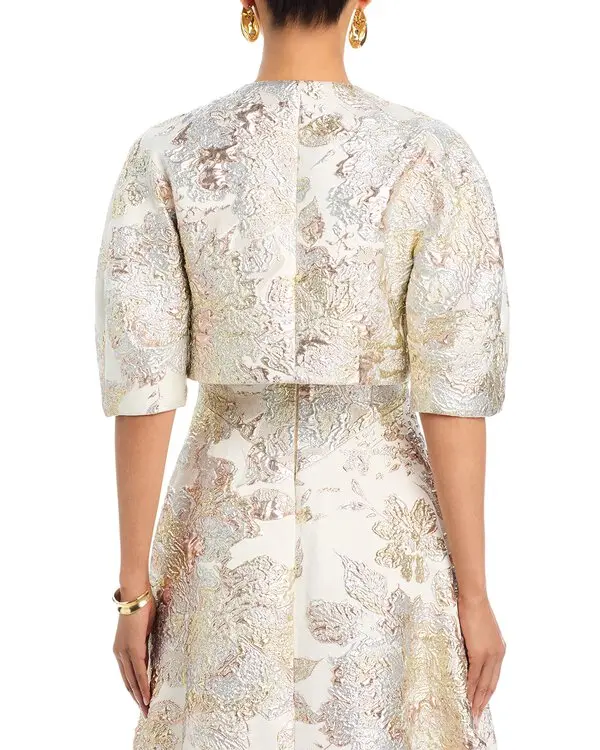 Rickie Freeman For Teri Jon Metallic Jacquard Bolero Jacket