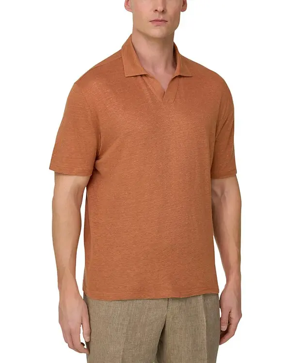 Boggi Milano Stretch Linen Jersey Polo Shirt - Rust