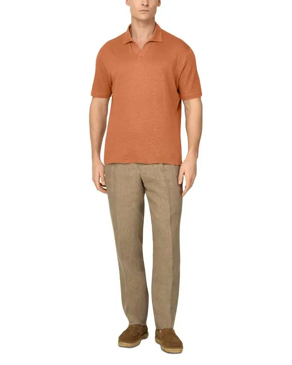 Boggi Milano Stretch Linen Jersey Polo Shirt - Rust