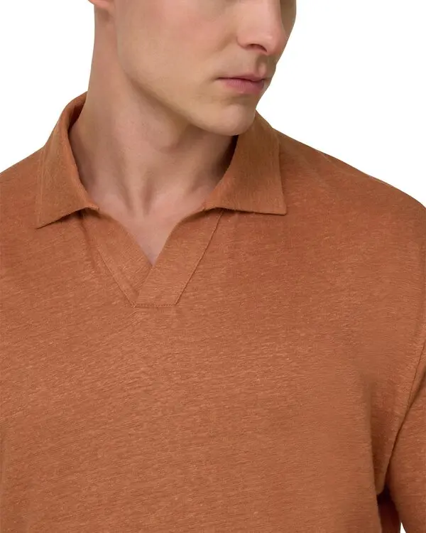 Boggi Milano Stretch Linen Jersey Polo Shirt - Rust