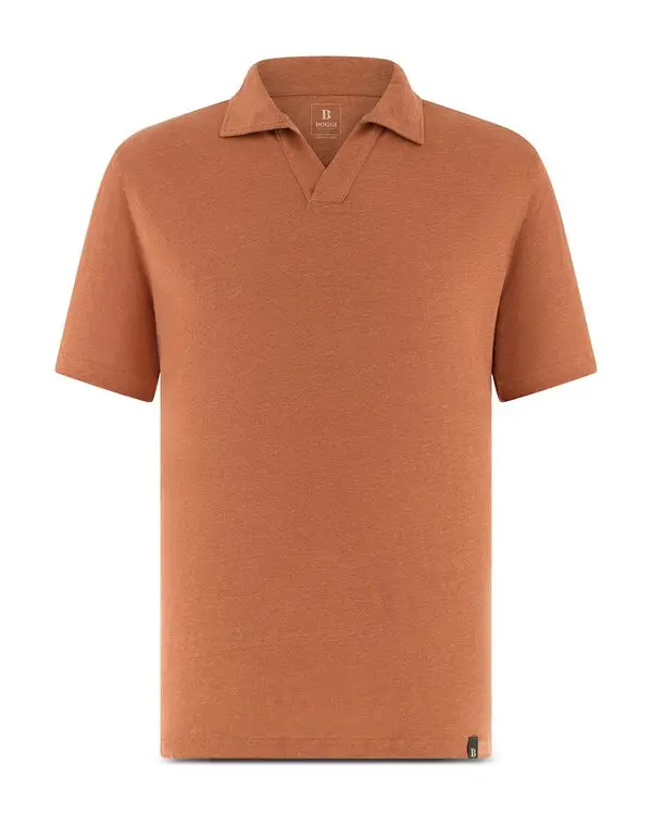 Boggi Milano Stretch Linen Jersey Polo Shirt - Rust