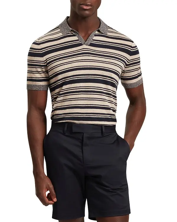 Ted Baker London Brodi Striped Knit Polo Shirt - Navy