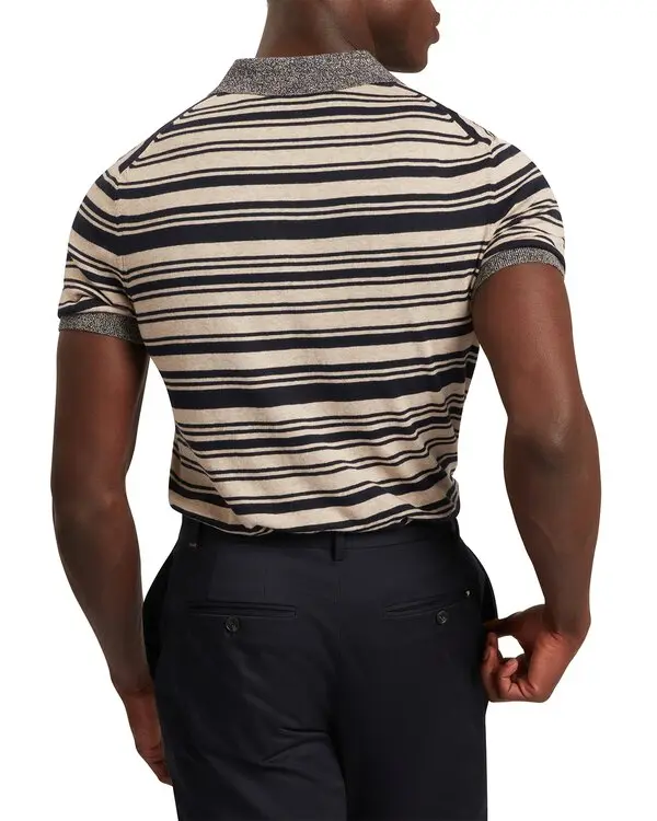 Ted Baker London Brodi Striped Knit Polo Shirt - Navy