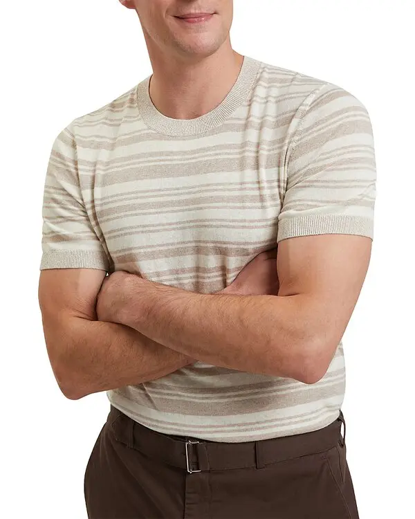 Ted Baker London Linen Blend Stripe Knitted Tee - Ecru