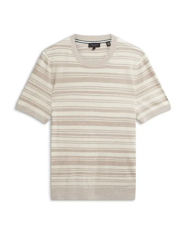 Ted Baker London Linen Blend Stripe Knitted Tee - Ecru