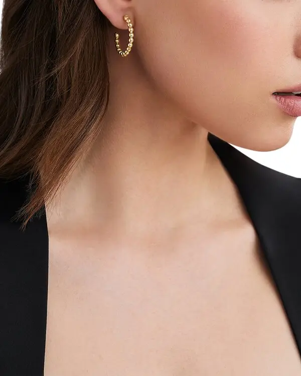 Lagos 18k Yellow Caviar Beaded Hoop Earrings