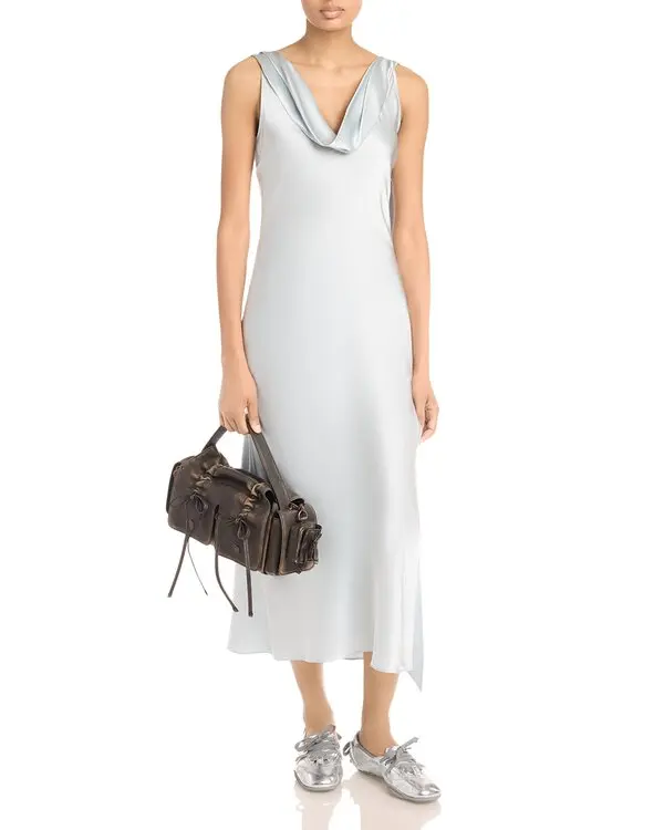 Acne Studios Silk Cowl Neck Midi Dress