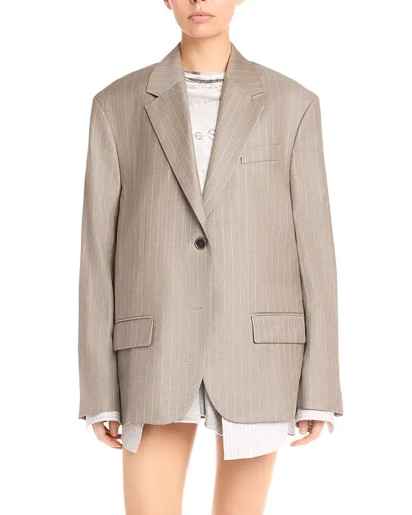 Acne Studios Tailored Striped Blazer - Warm Grey