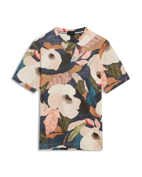 Ted Baker London Dowlle Linen Blend Floral T-shirt - Multicolor